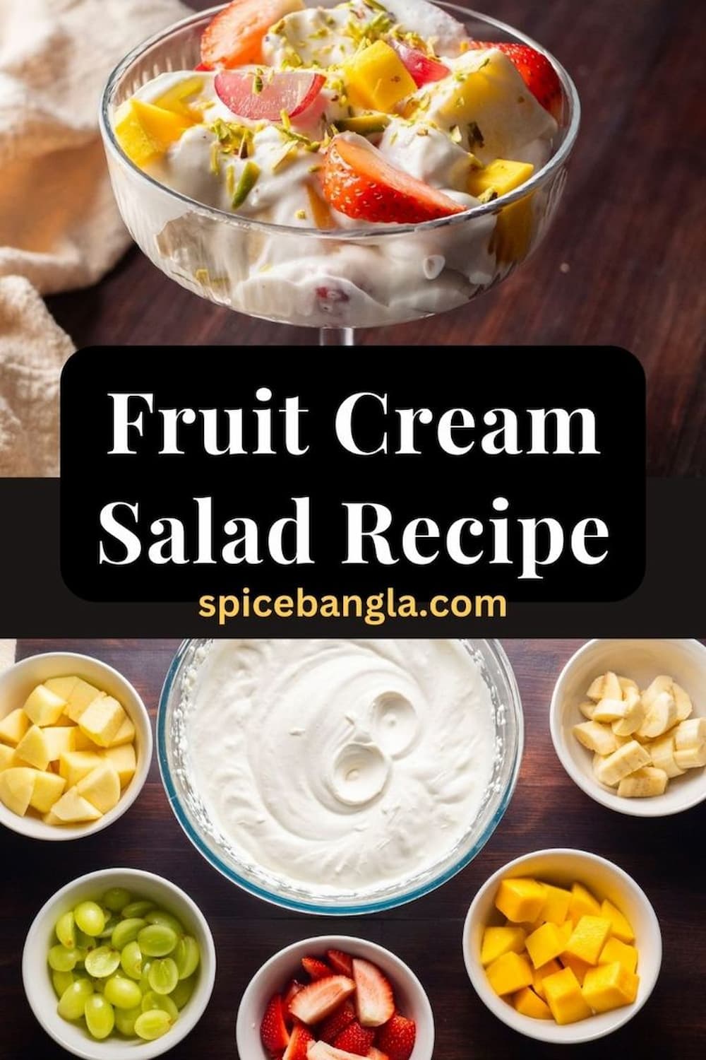 Quick Fruit Cream Recipe | Fruit Salad with Cream